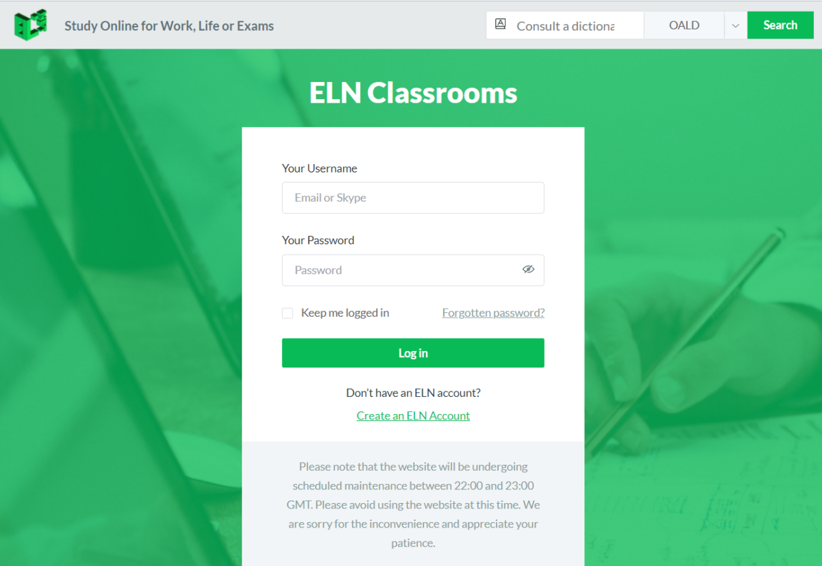 The Login Page – The ELN LMS 2.0